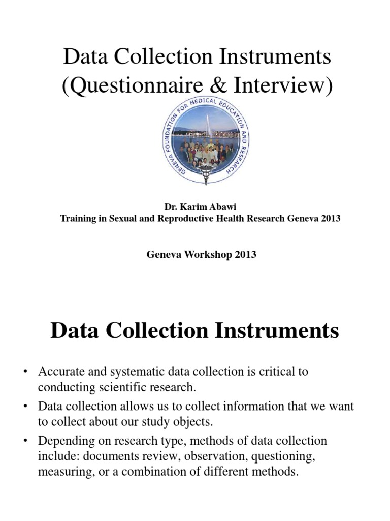 Data Collection Instruments Pdf Questionnaire Interview