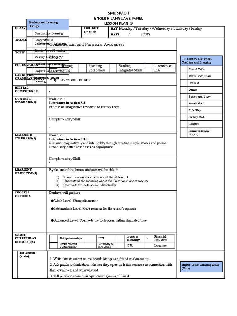 Lesson 5 - Literature in Action | PDF | English Language | Learning