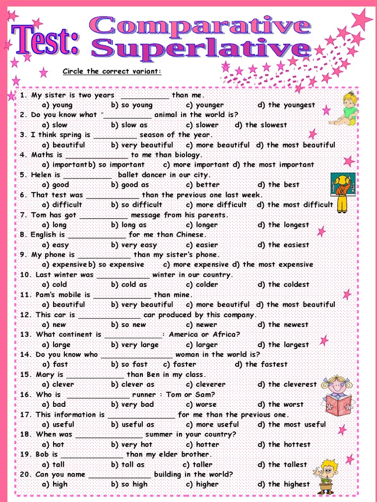 Test Comparative Superlative With Key PDF | PDF