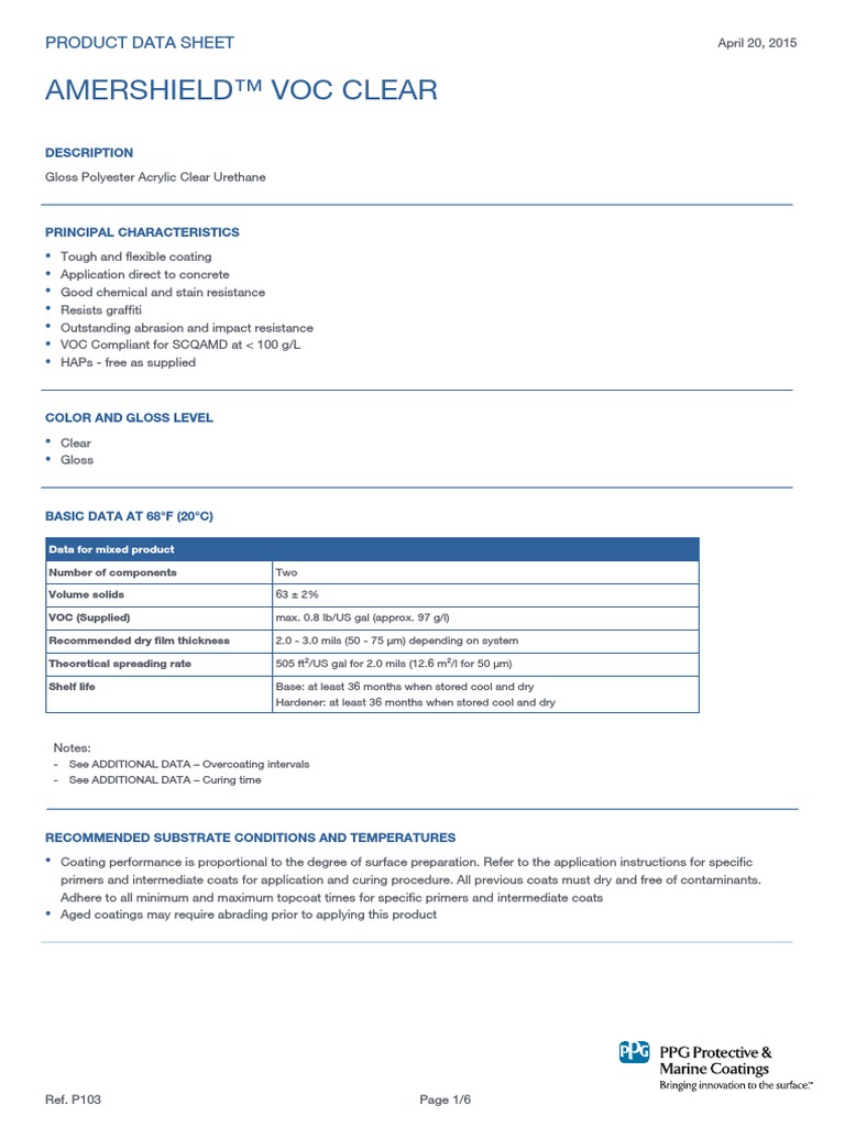 Amershield Voc Clear Coat Resin | PDF | Paint | Volatile Organic Compound