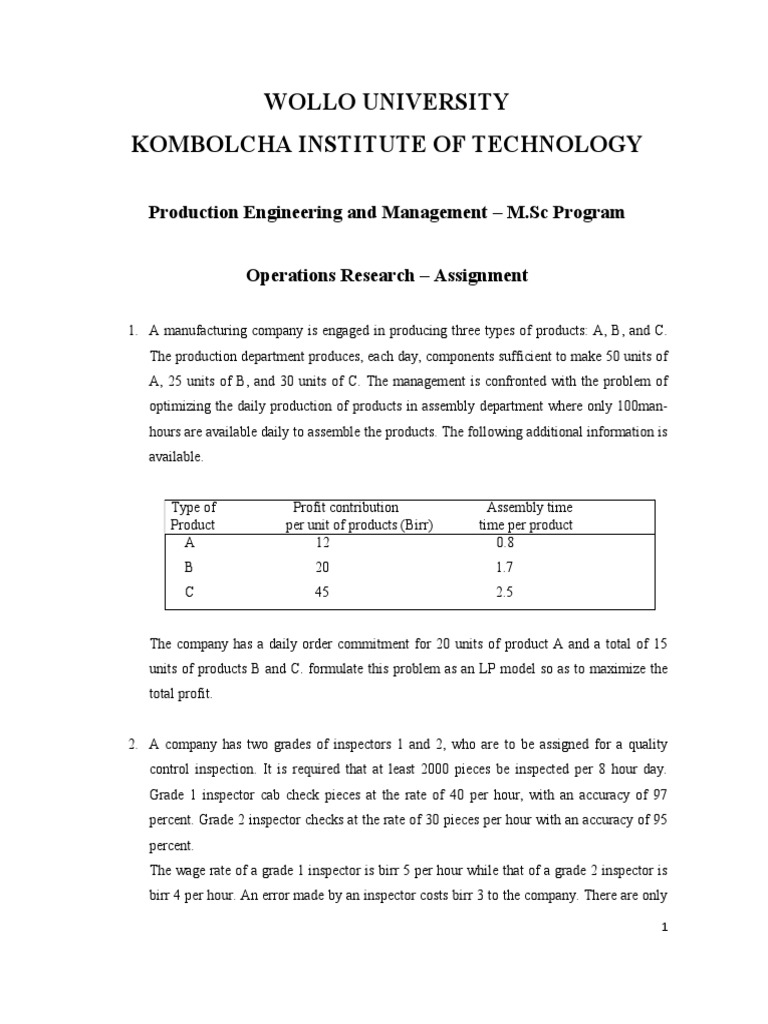 Operation Research - Question | PDF | Profit (Economics) | Sales