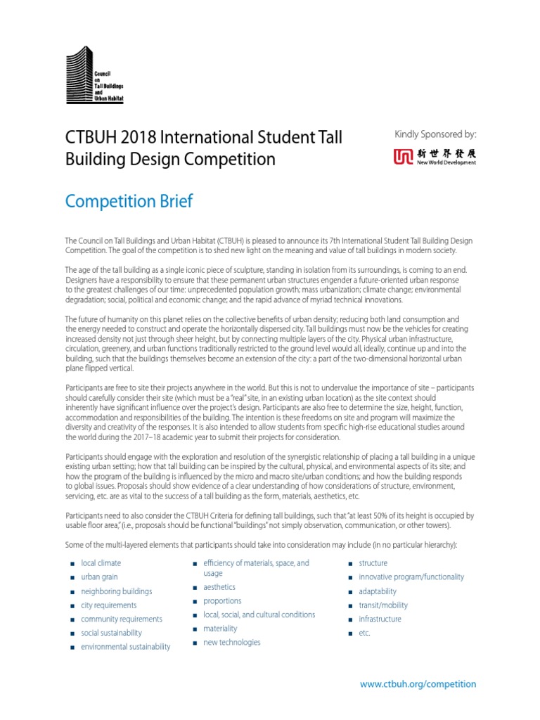 CTBUH 2018 International Student Tall Building Design Competition | PDF ...