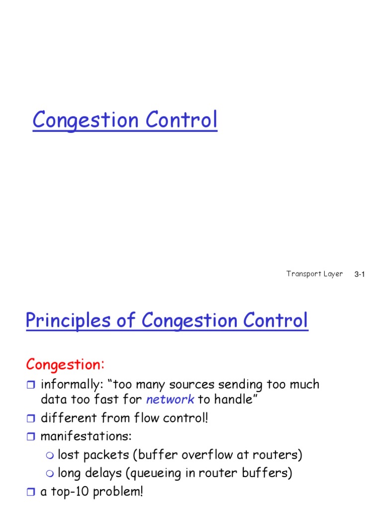 Congestion Control: Transport Layer 3-1 | PDF | Network Congestion | Transmission Control Protocol