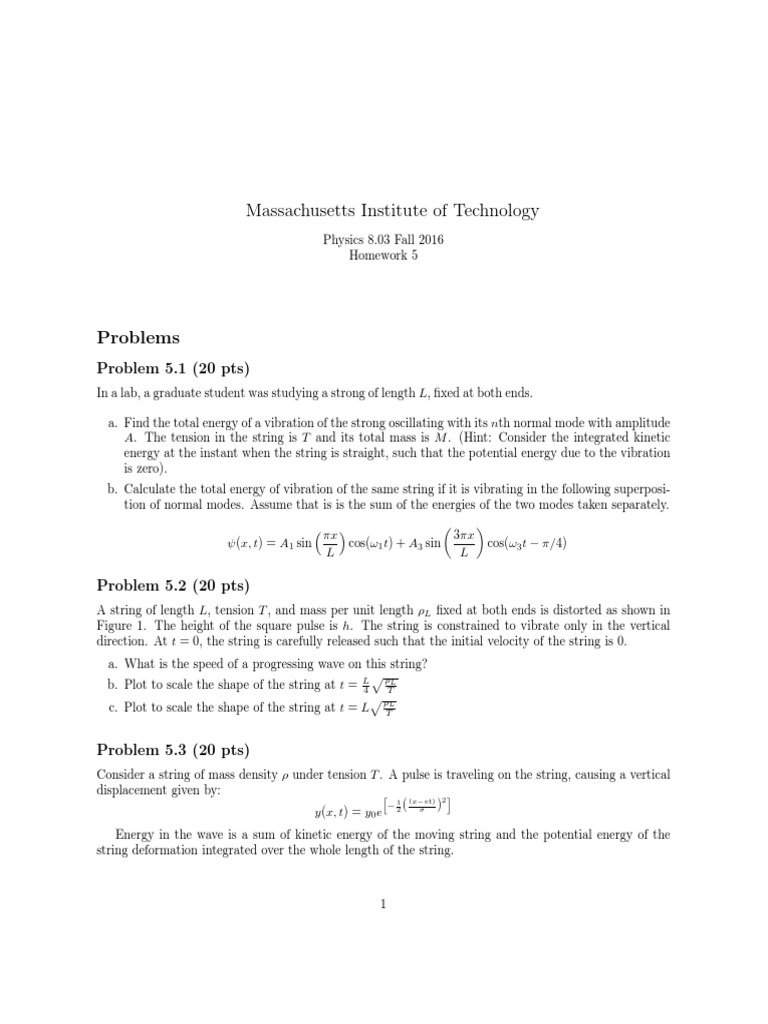 Massachusetts Institute of Technology: Problem 5.1 (20 PTS) | PDF ...