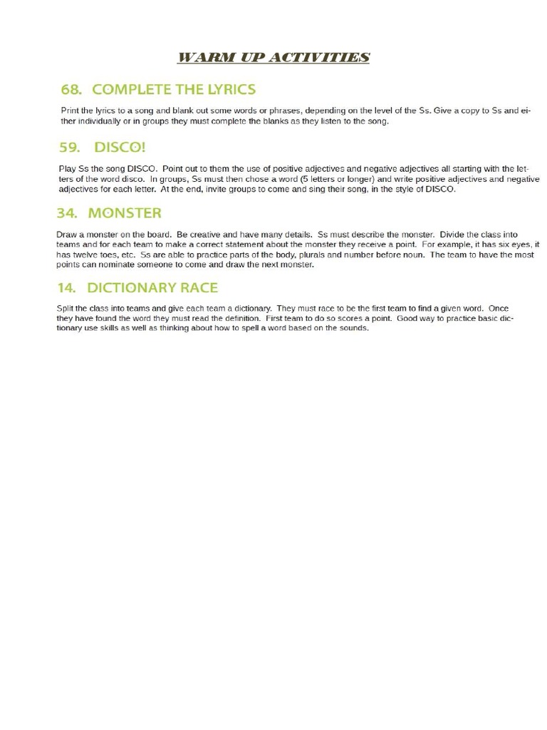 Effective Warm-Up Activities Guide | PDF