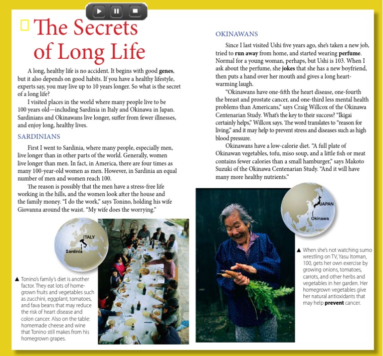 The Secrets of Long Life | PDF | Okinawa Prefecture | Vegetables
