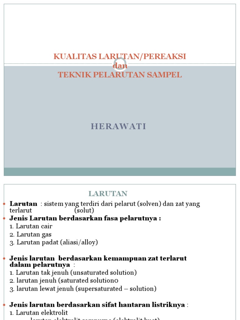Larutan Dan Teknik Pelarutan Sampel | PDF