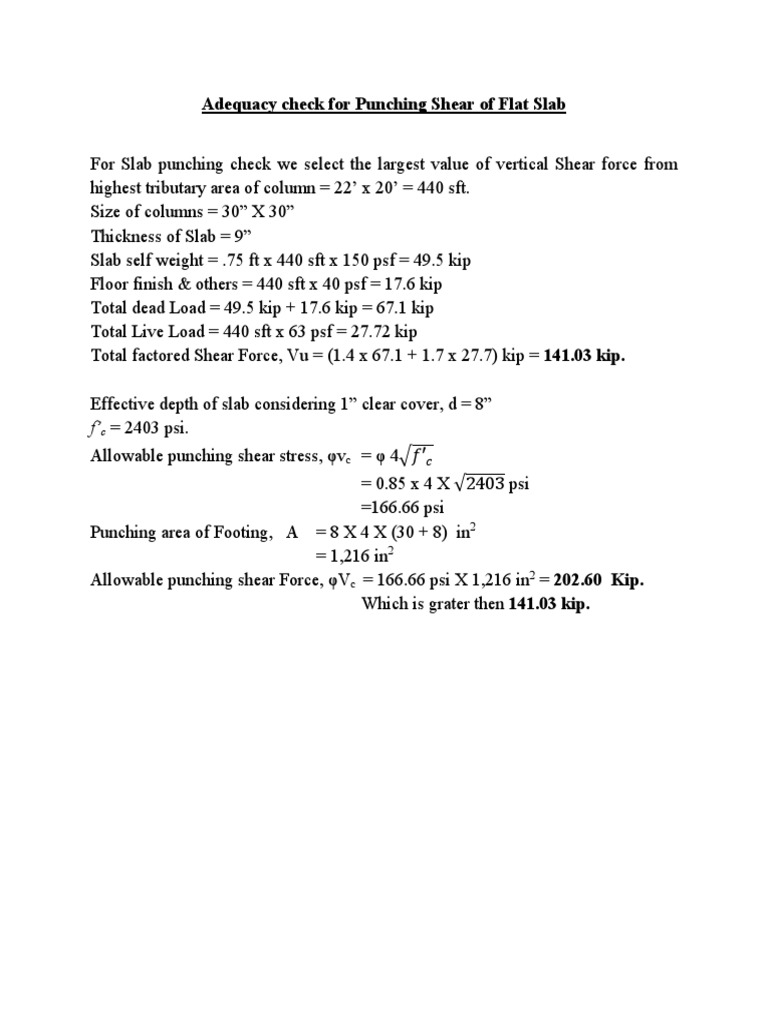 Adequacy Check For Punching Shear of Flat Slab | PDF