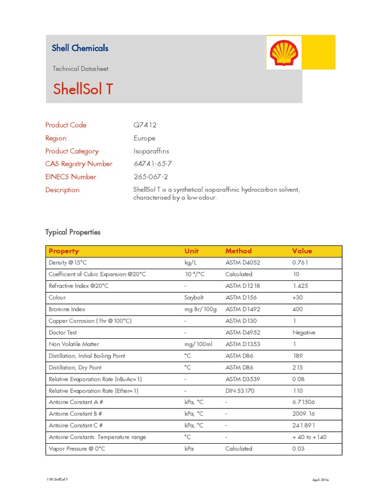 Shellsol T q7412 PDF | PDF | Distillation | Physical Chemistry