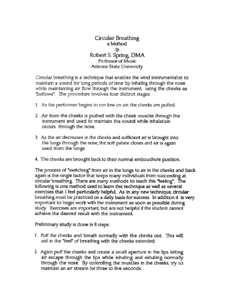 Circular Breathing Exercises | PDF