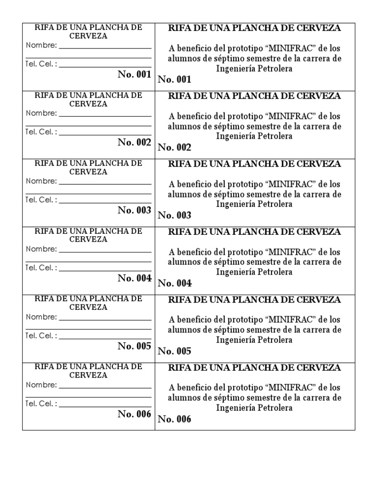 Boletos De Rifa Imprimibles En Word Editable Raffle Ticket Template