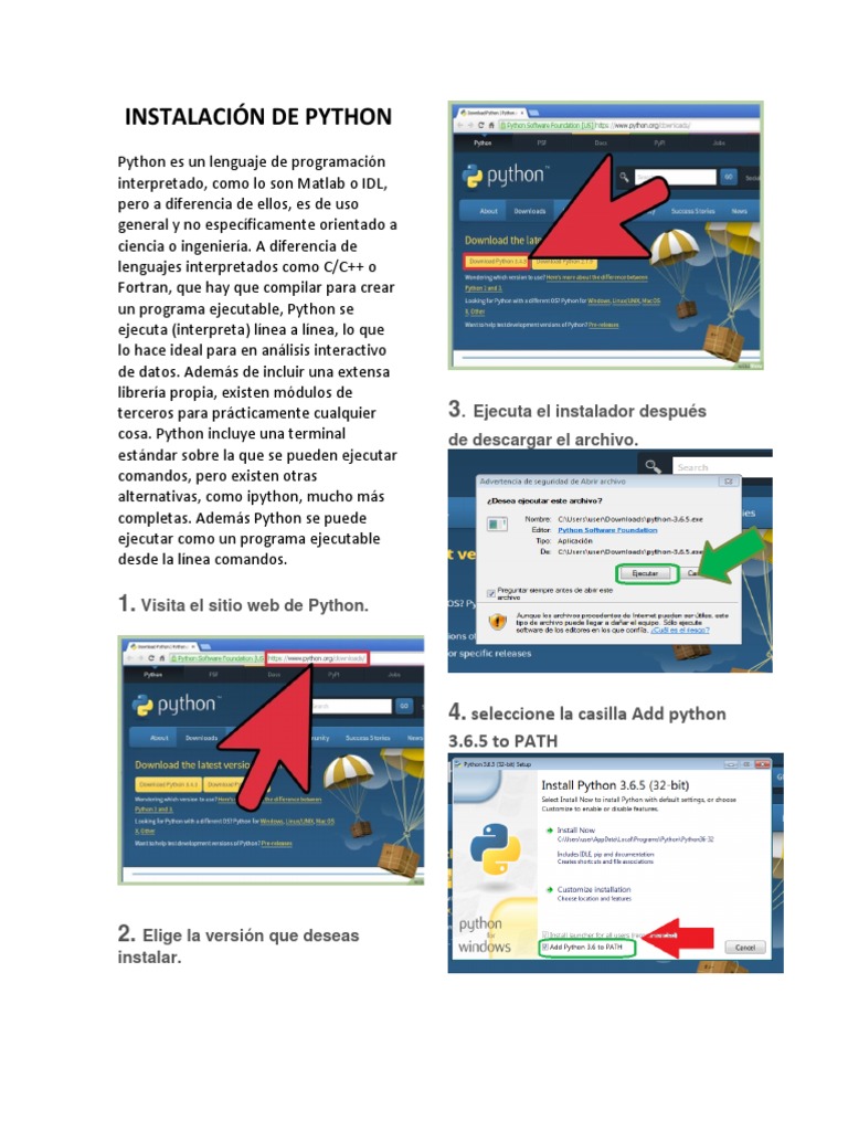 Instalación de Python: Ejecuta El Instalador Después de Descargar El ...