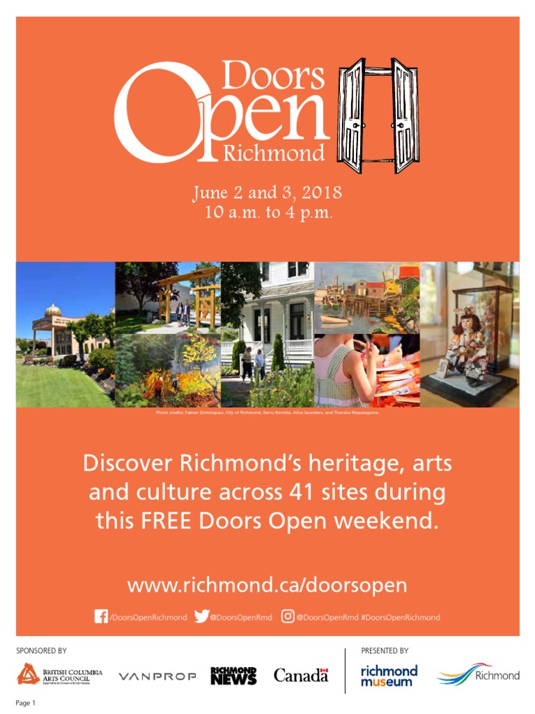 Doors Open Richmond 2018 Event Guide | PDF | Weaving | Richmond