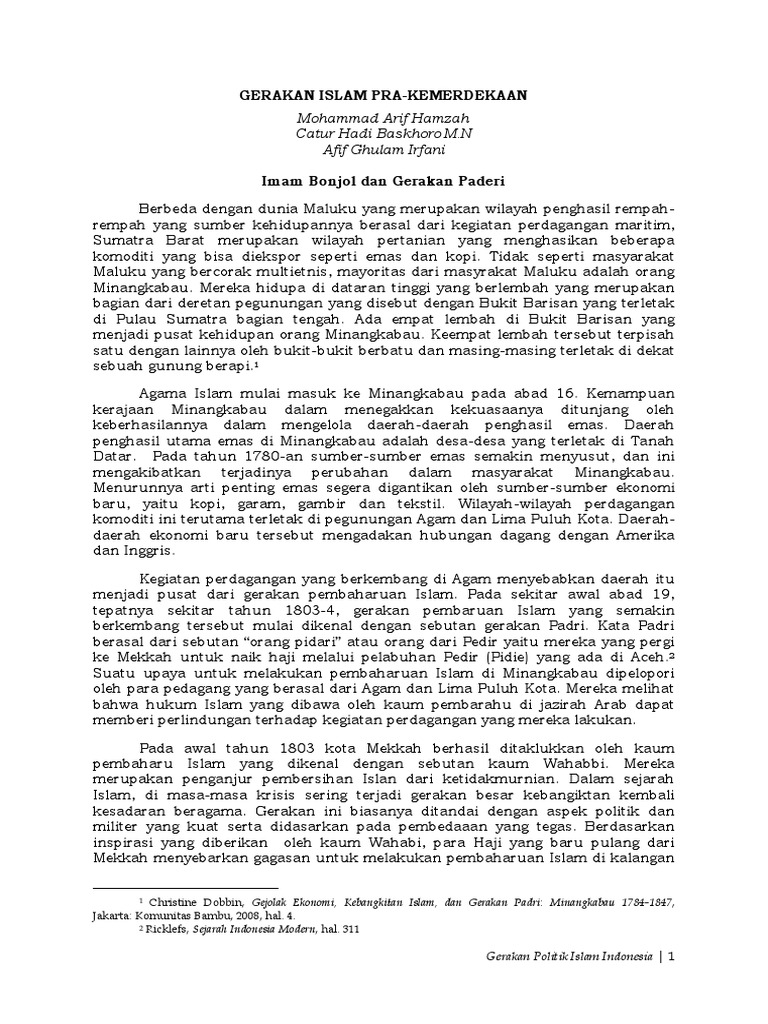 Gerakan Islam Pra Kemerdekaan | PDF