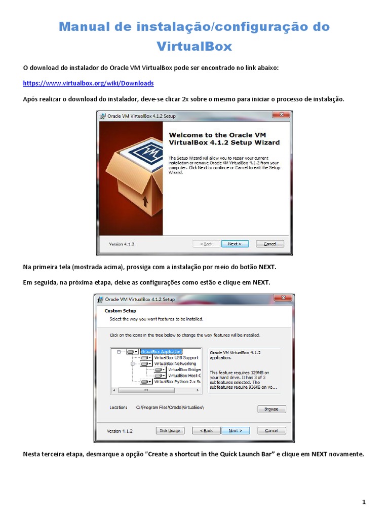 Manual de Instalação VirtualBox PDF | PDF | Drive de disco rígido ...
