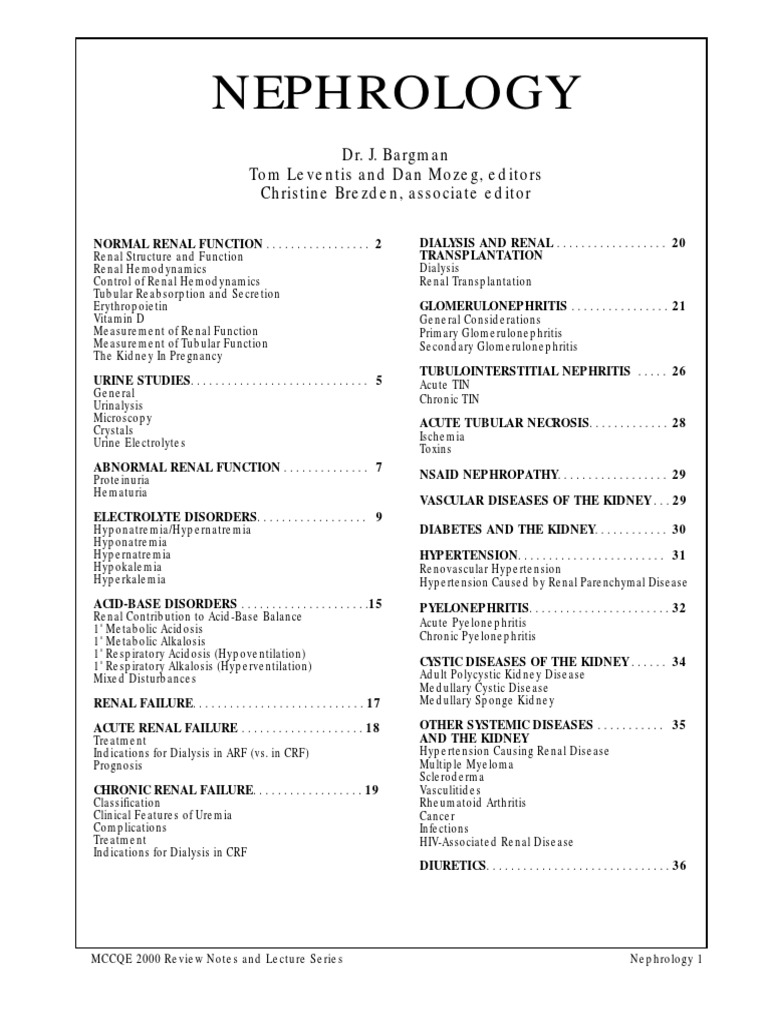 Review Notes 2000 - Nephrology | PDF | Renal Function | Kidney