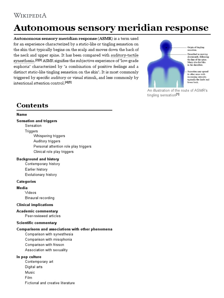 Autonomous Sensory Meridian Response - Wikipedia | Cognition ...