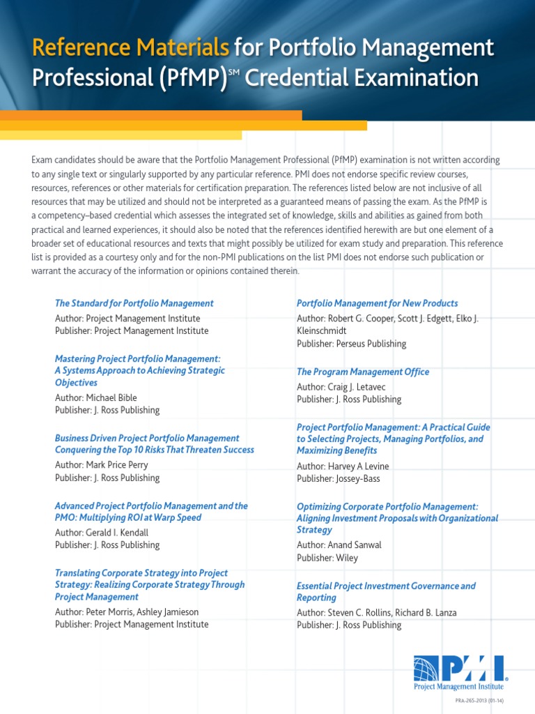 Portfolio Management Professional Reference List | PDF | Project ...