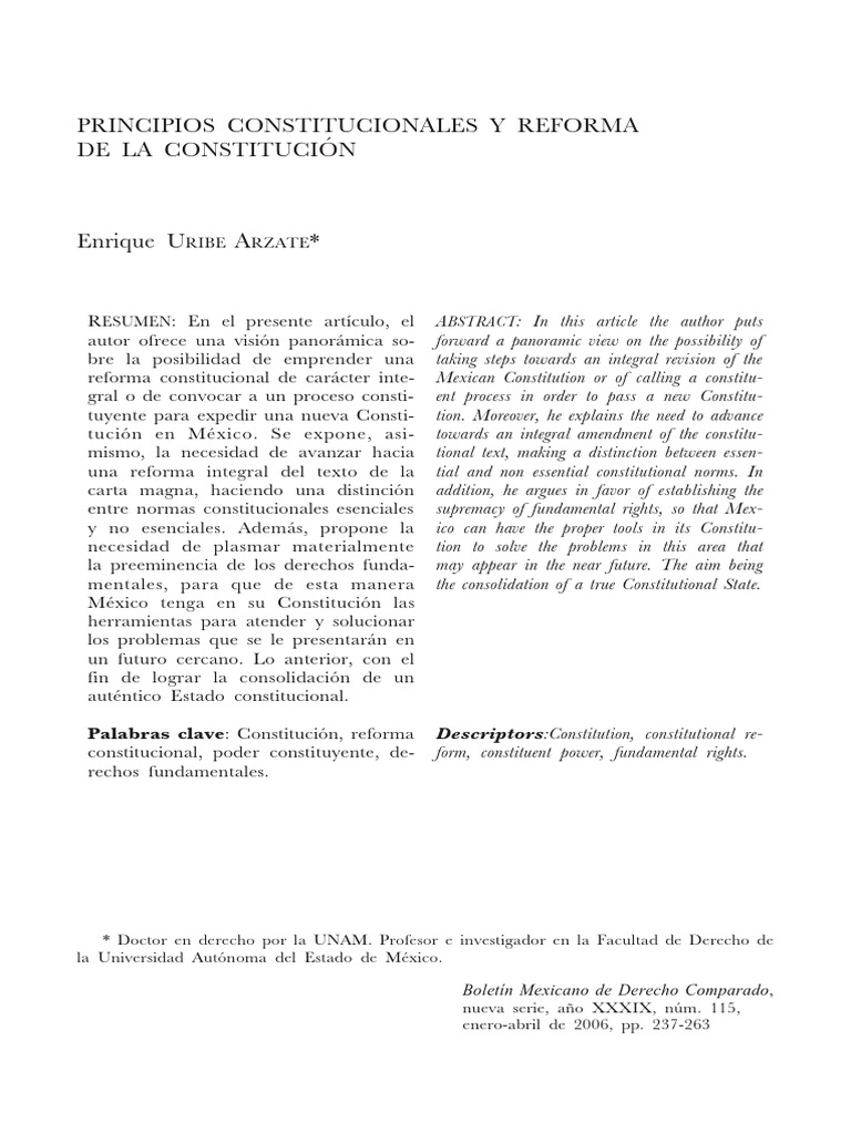Principios de La Constitución | PDF | Derechos | Constitución