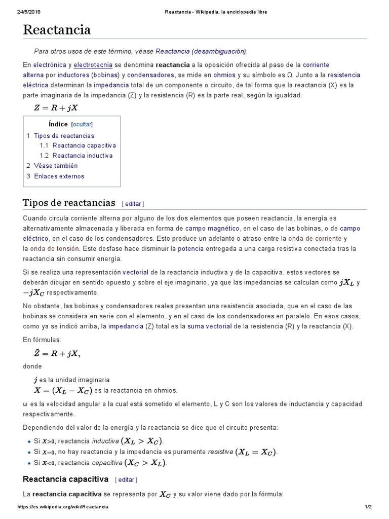 1 Reactancia | PDF | Inductor | Electromagnetismo
