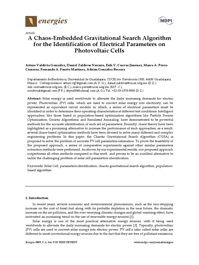 A Chaos-Embedded Gravitational Search Algorithm For The Identification of Electrical Parameters ...