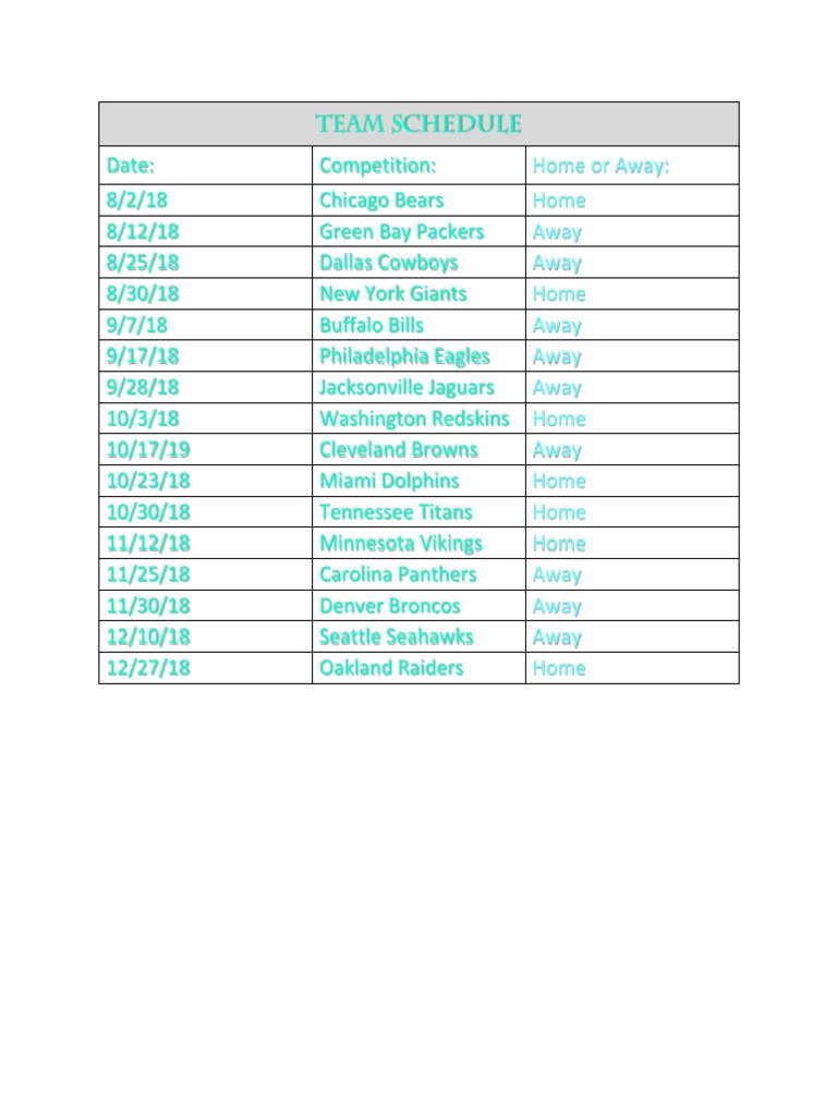 Team Schedule | PDF