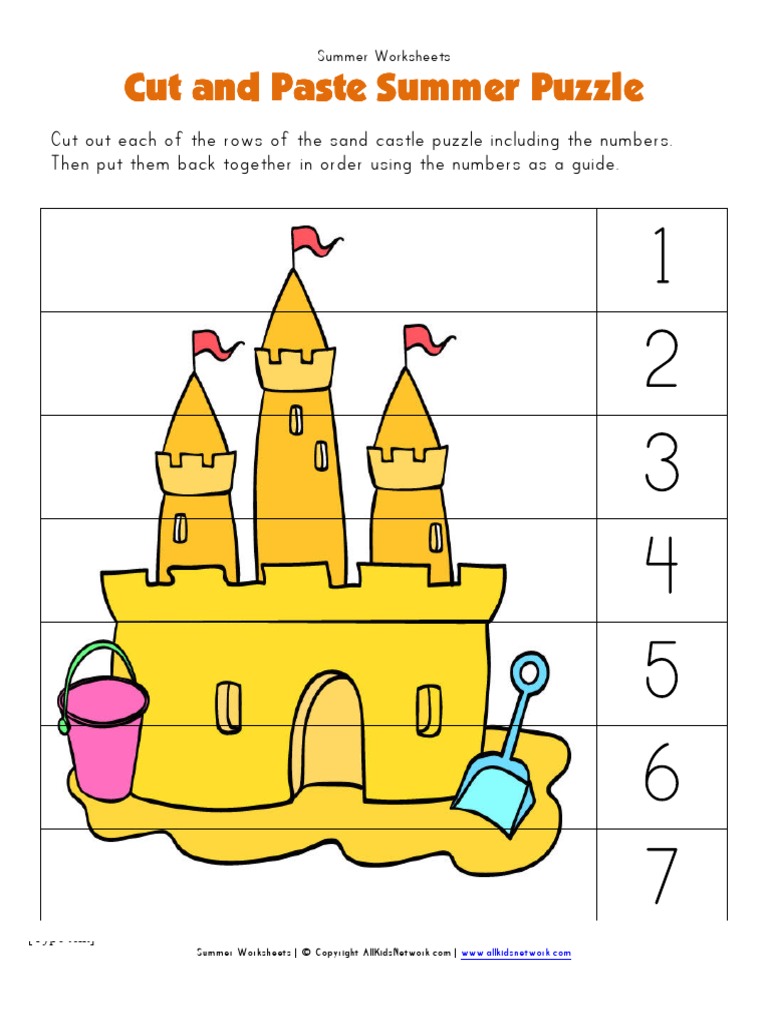 Summer Cut and Paste Puzzle | PDF