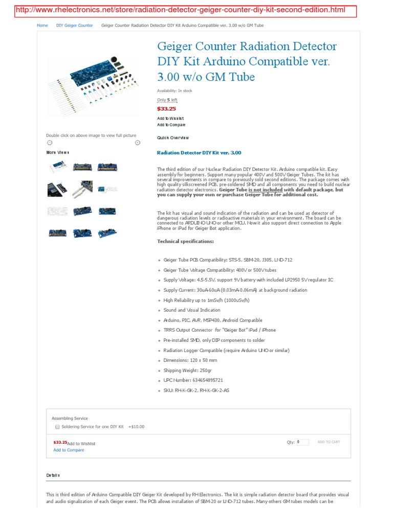Geiger Counter Radiation Detector DIY Kit Arduino Compatible Version 3 ...