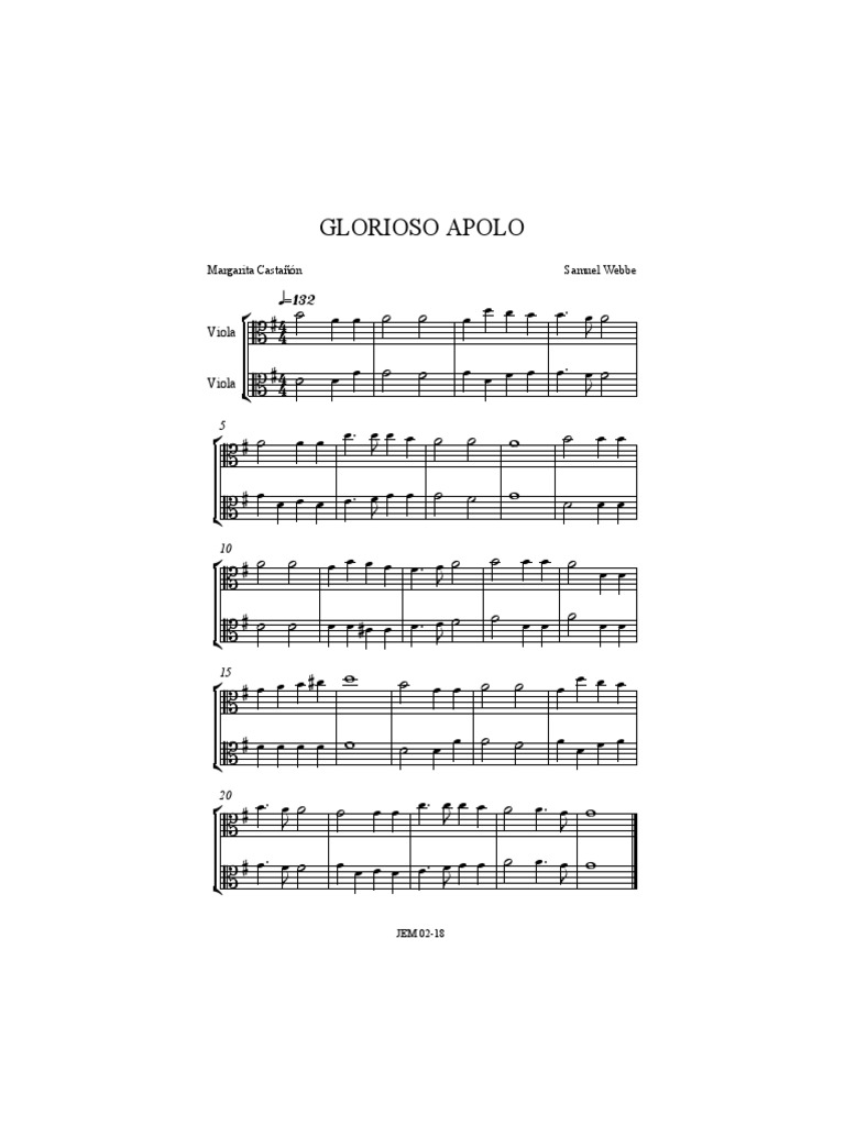 Viola Sheet Music by Samuel Webbe | PDF