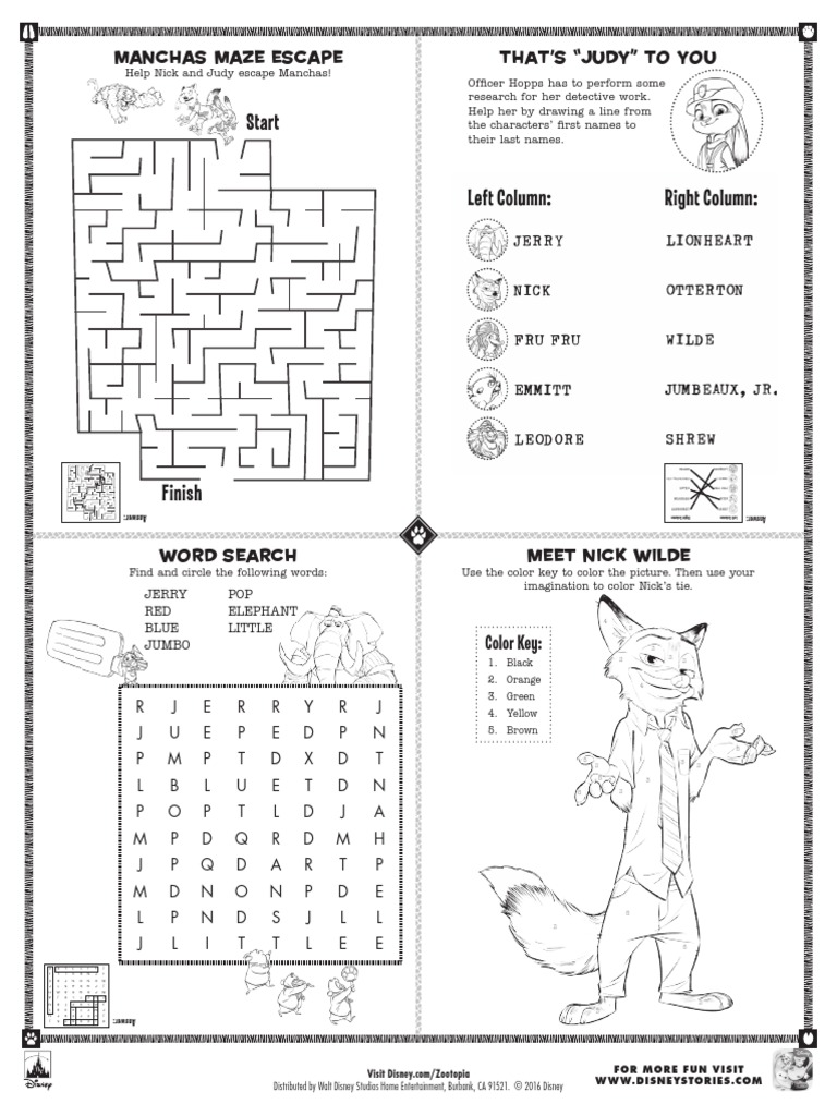 Zootopia Activity | PDF | Leisure