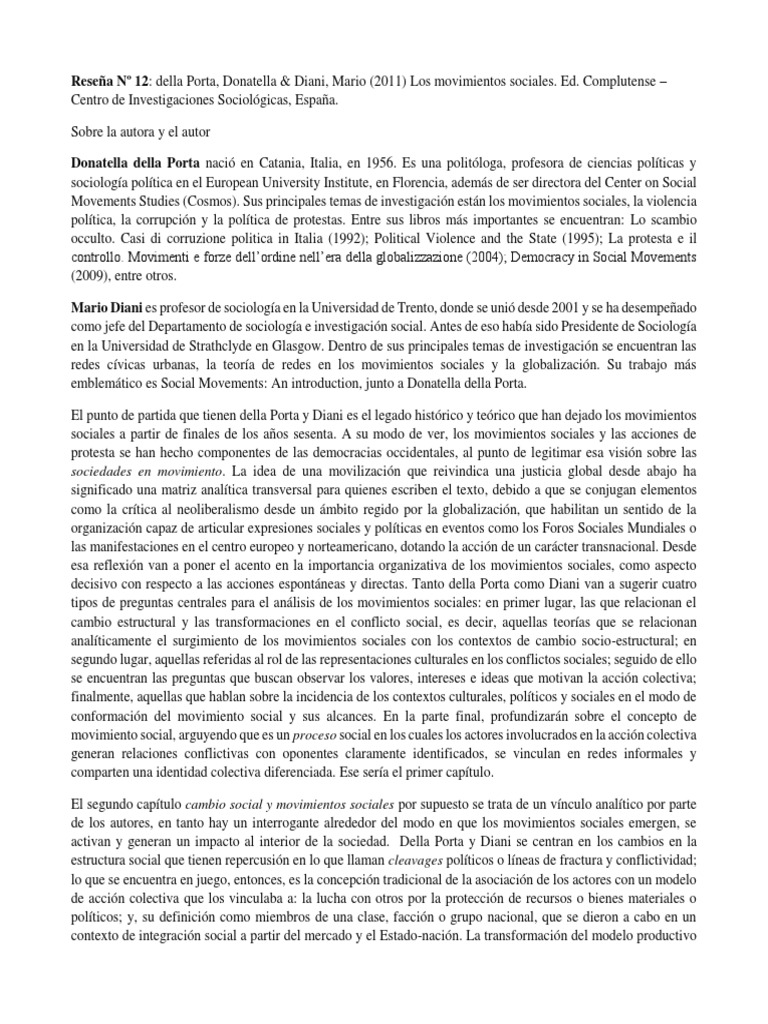 Reseña #12 - Donatella Della Porta & Mario Diani - Los Movientos ...