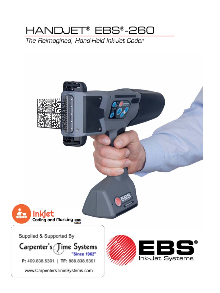 Ebs 260 Handjet Portable Printer Datasheet Brochure | PDF