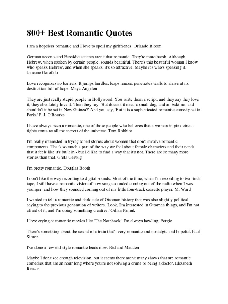 800+ Best Romantic Quotes | PDF | Romance (Love) | Romantic Comedy Film