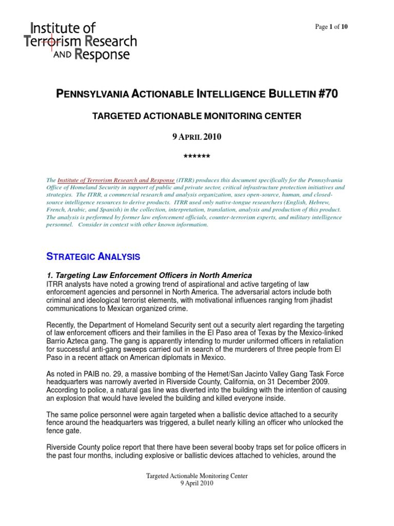 Paib 070 9 April 2010 | PDF | Military Intelligence | Police