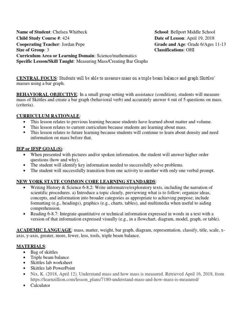 Lesson Plan - Skittles Lab | PDF | Weighing Scale | Curriculum