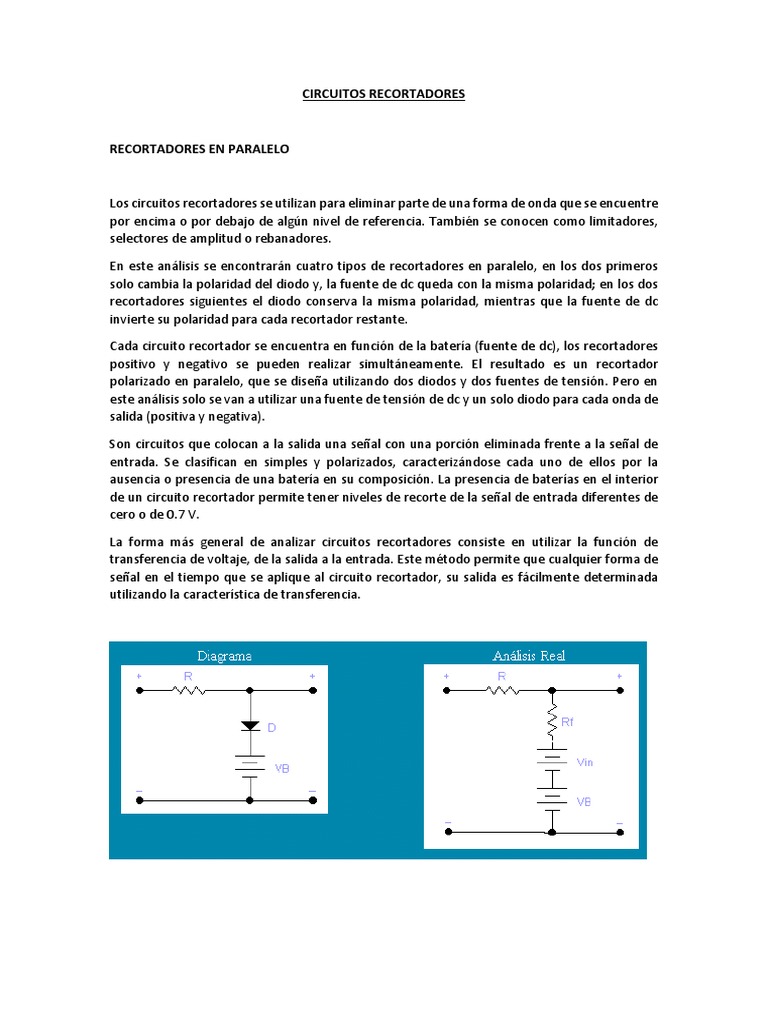 Circuitos Recortadores | PDF | Diodo | Ingeniería Electrónica