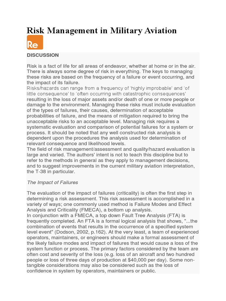 Risk Management in Military Aviation | PDF | Risk | Risk Management