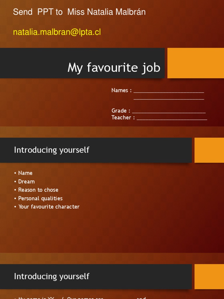 My Favourite Job - Examlpe Presentation | PDF