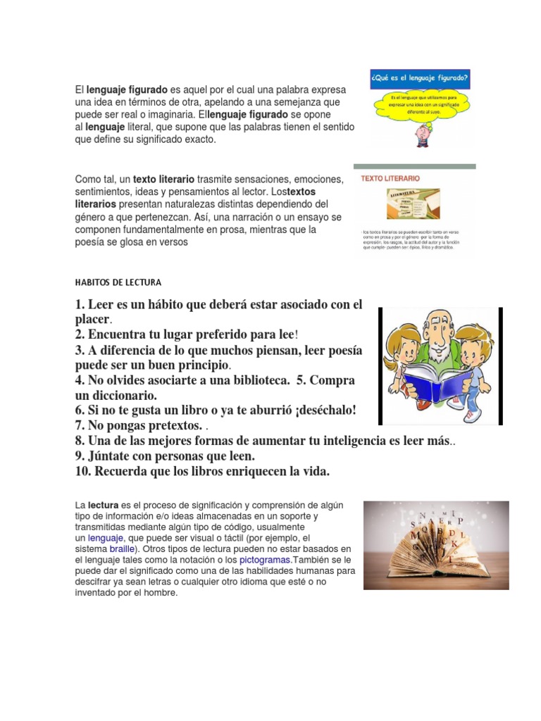 Lenguaje Figurado | PDF | Lectura (proceso) | Palabra