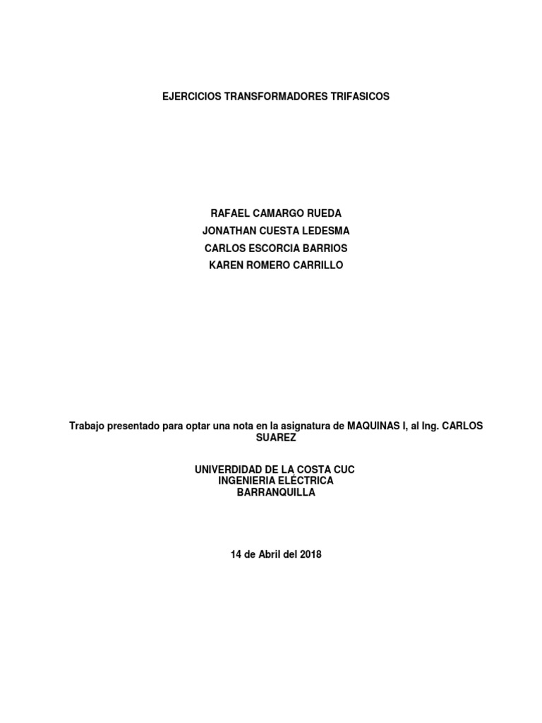 Ejercicios Trafos Trifasicos | PDF | Transformador | Ingeniería Electrónica
