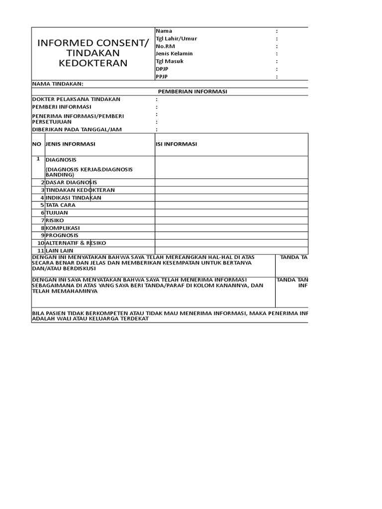 Informed Consent/ Tindakan Kedokteran: Pemberian Informasi | PDF