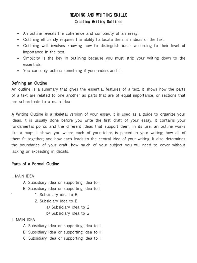 Creating A Writing Outline | PDF | Writing | Human Communication