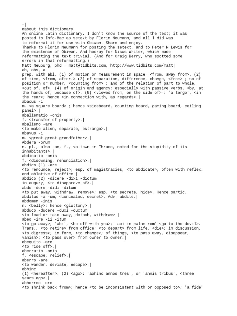 Latin English Dictionary | PDF