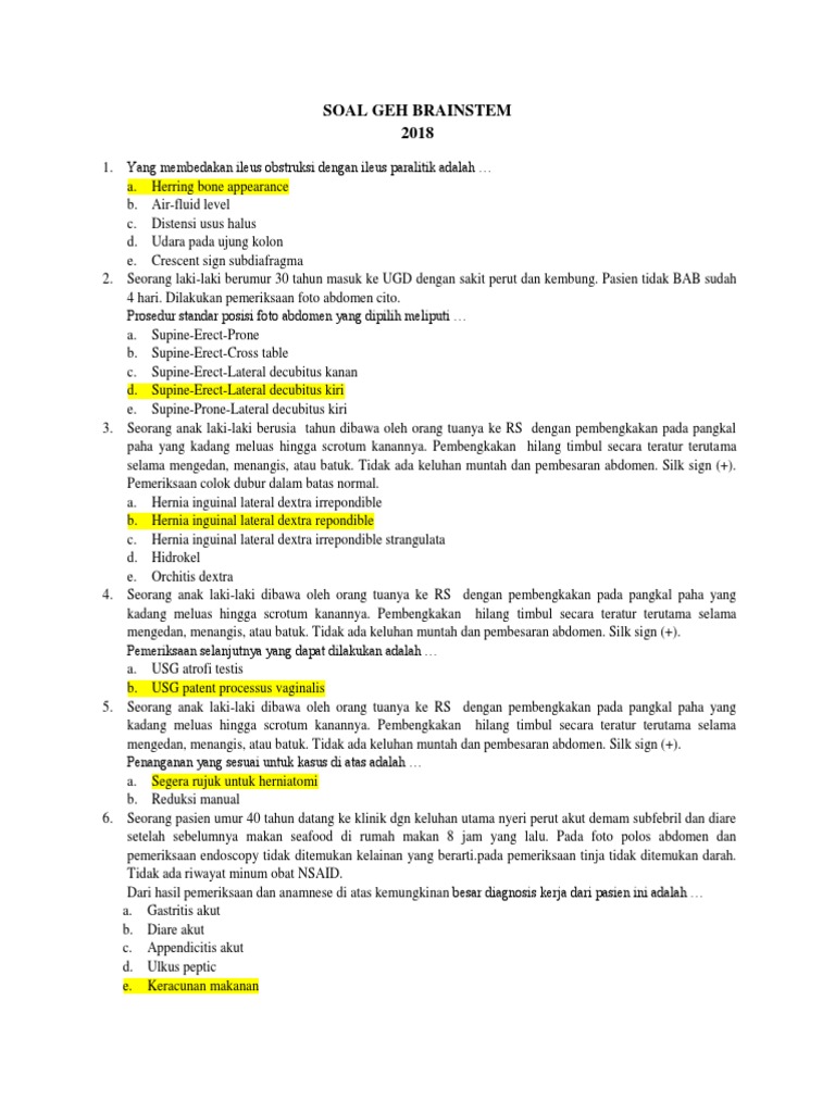 Soal Final Geh Brainstem 2018 | PDF