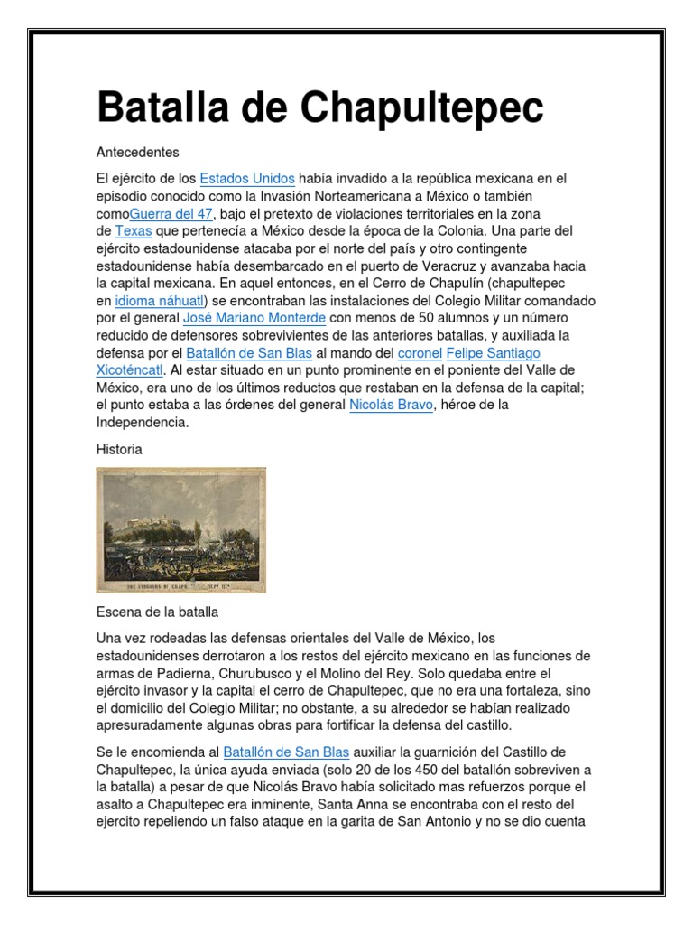 Batalla de Chapultepec | PDF | Militar | Conflictos