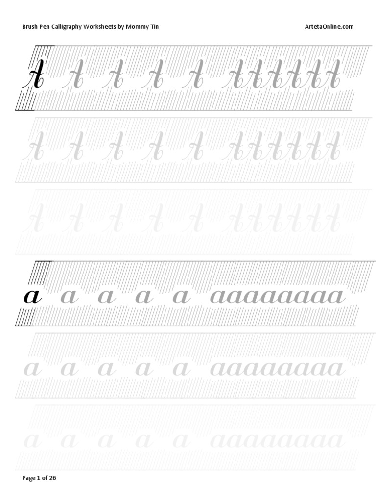 Calligraphy Worksheets | PDF | Individual Physical Objects | Stationery