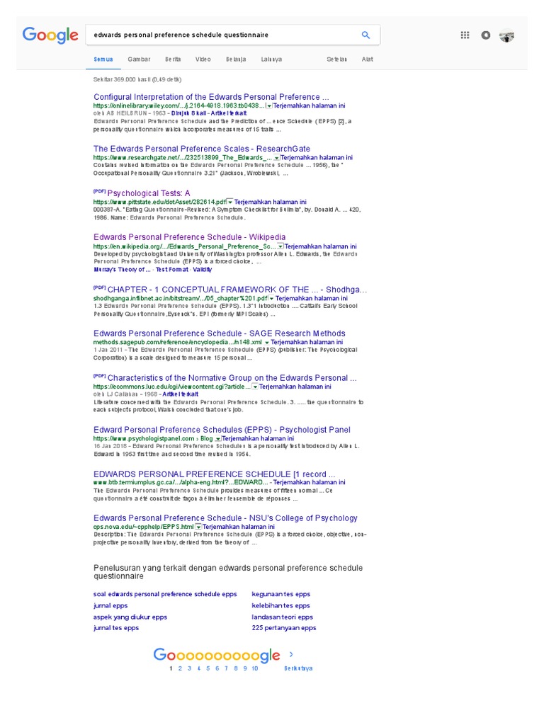 Edwards Personal Preference Schedule Overview | PDF | Social Psychology ...