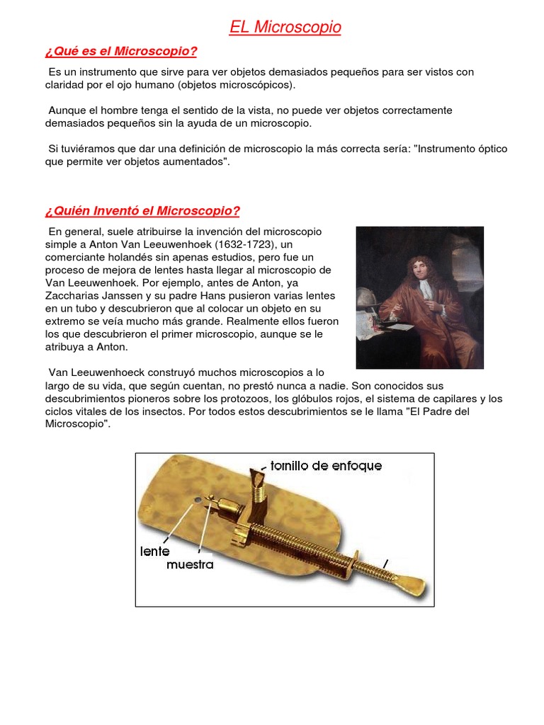 Historia y partes del microscopio | PDF | Lente de la cámara | Microscopio