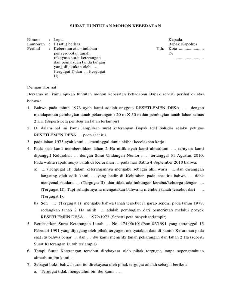 Format Surat Tuntutan | PDF