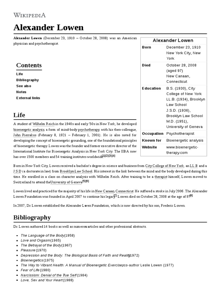 Alexander Lowen | Download Free PDF | Psychology